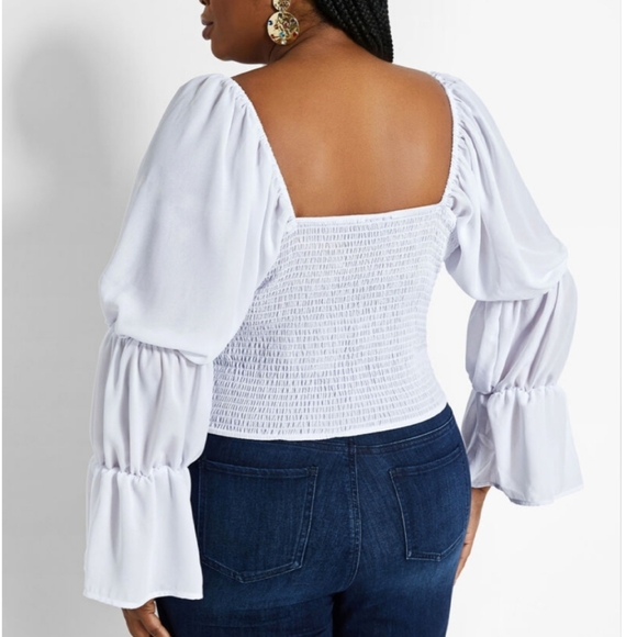 Ashley Stewart | Tops | Ashley Stewart White Gather Front Blouse 3x Nwt ...
